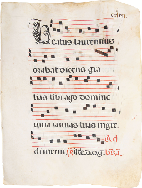 16TH CENTURY ANTIPHONAL PAGE – Fagan Arms